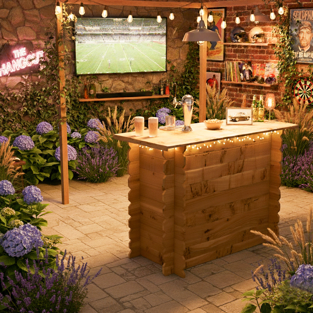 Rustic Wooden Interlock Bar - Man Cave & Garden Bars UK | Bars at Home